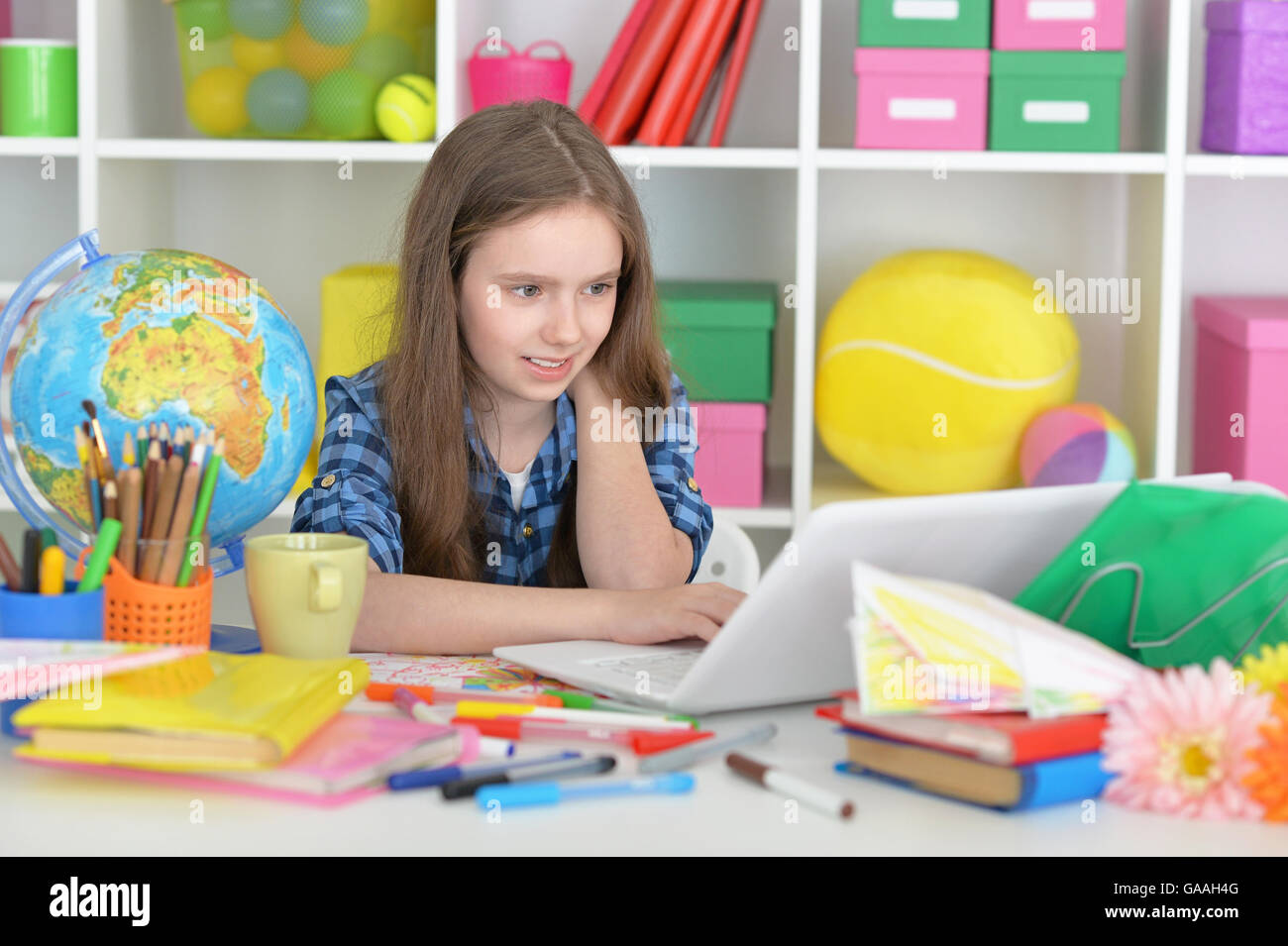 Cute student girl at class Stock Photo - Alamy