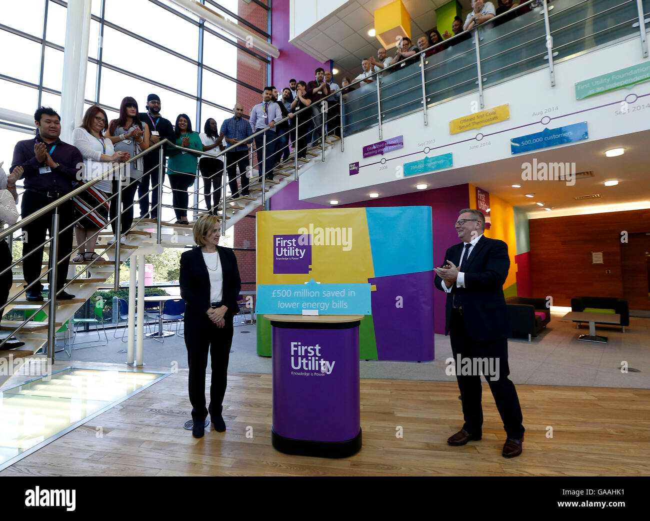 Energy Secretary, Amber Rudd and CEO of First Utility, Ian McCaig ...