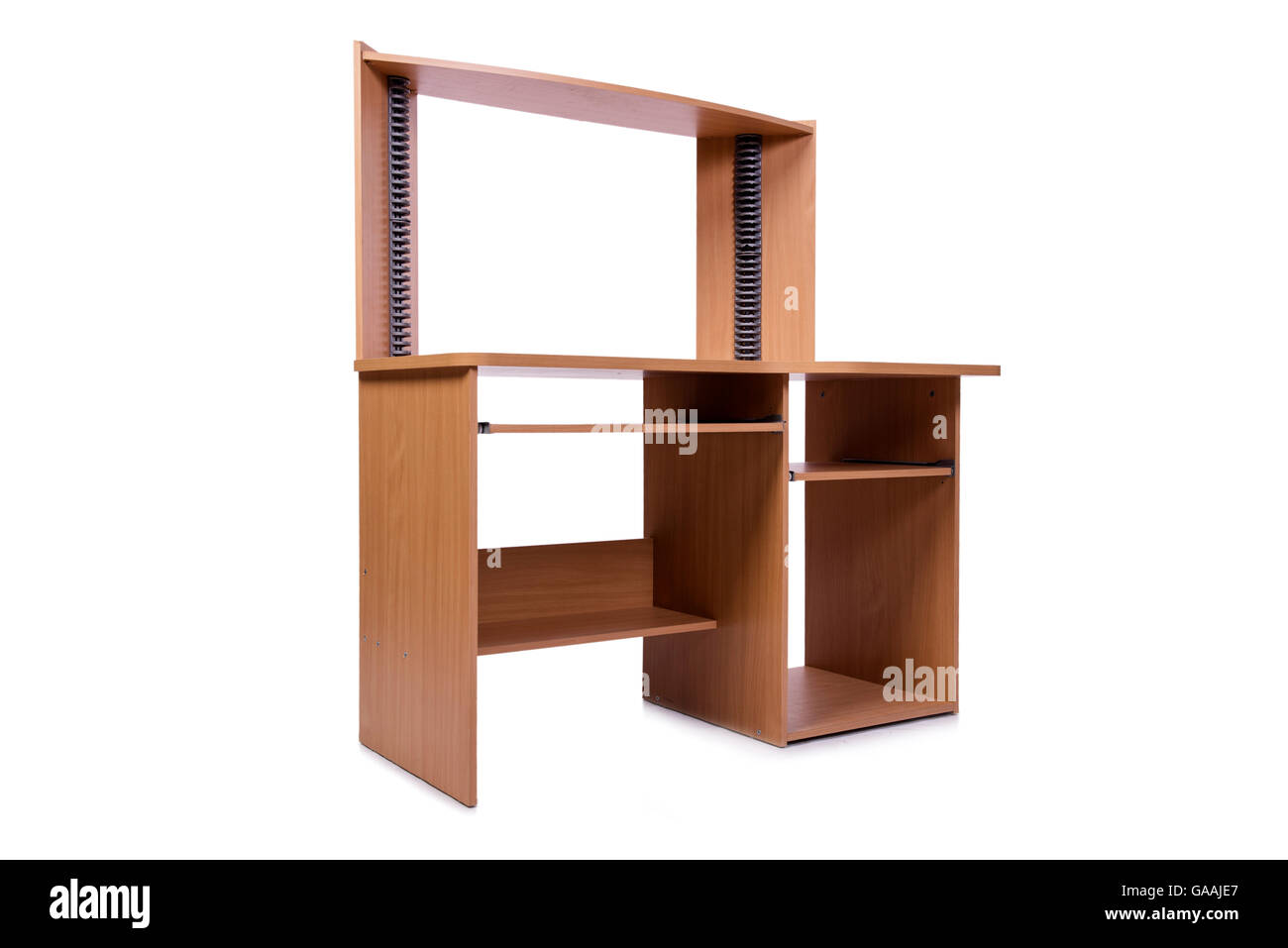 Computer home desk isolated on the white background Stock Photo - Alamy