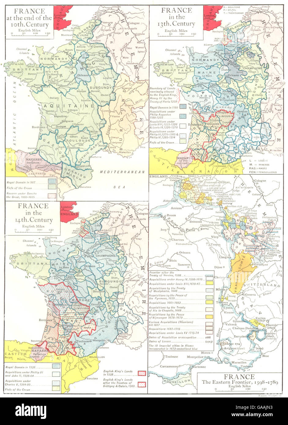 FRANCE: Eastern Frontier,1598-1789; end of 10th century; in 13th 14th C ...