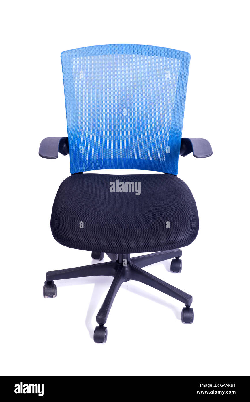 Blue office chair isolated on the white background Stock Photo - Alamy