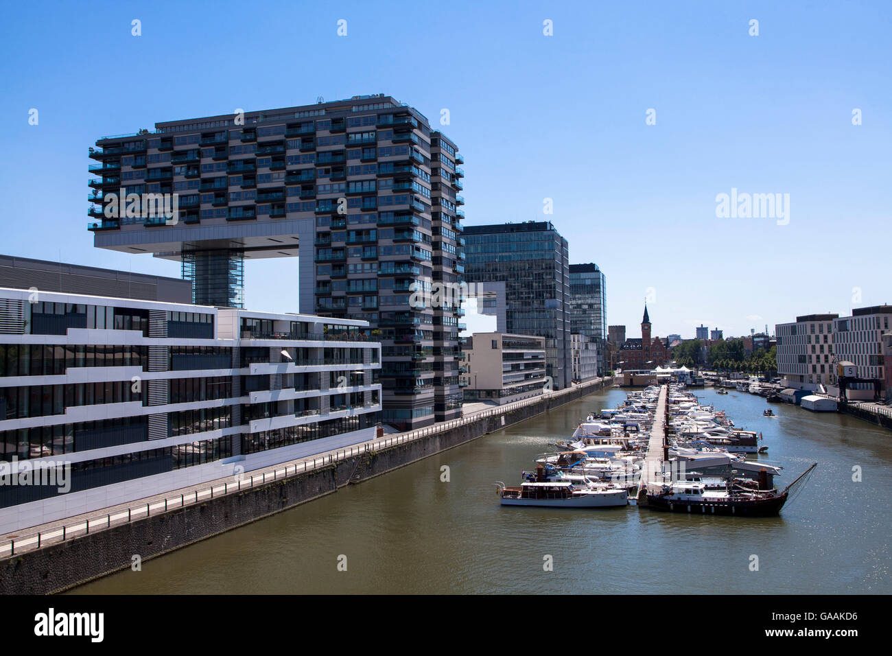 Germany, Cologne, the Crane Houses at the Rheinau harbour, architect ...