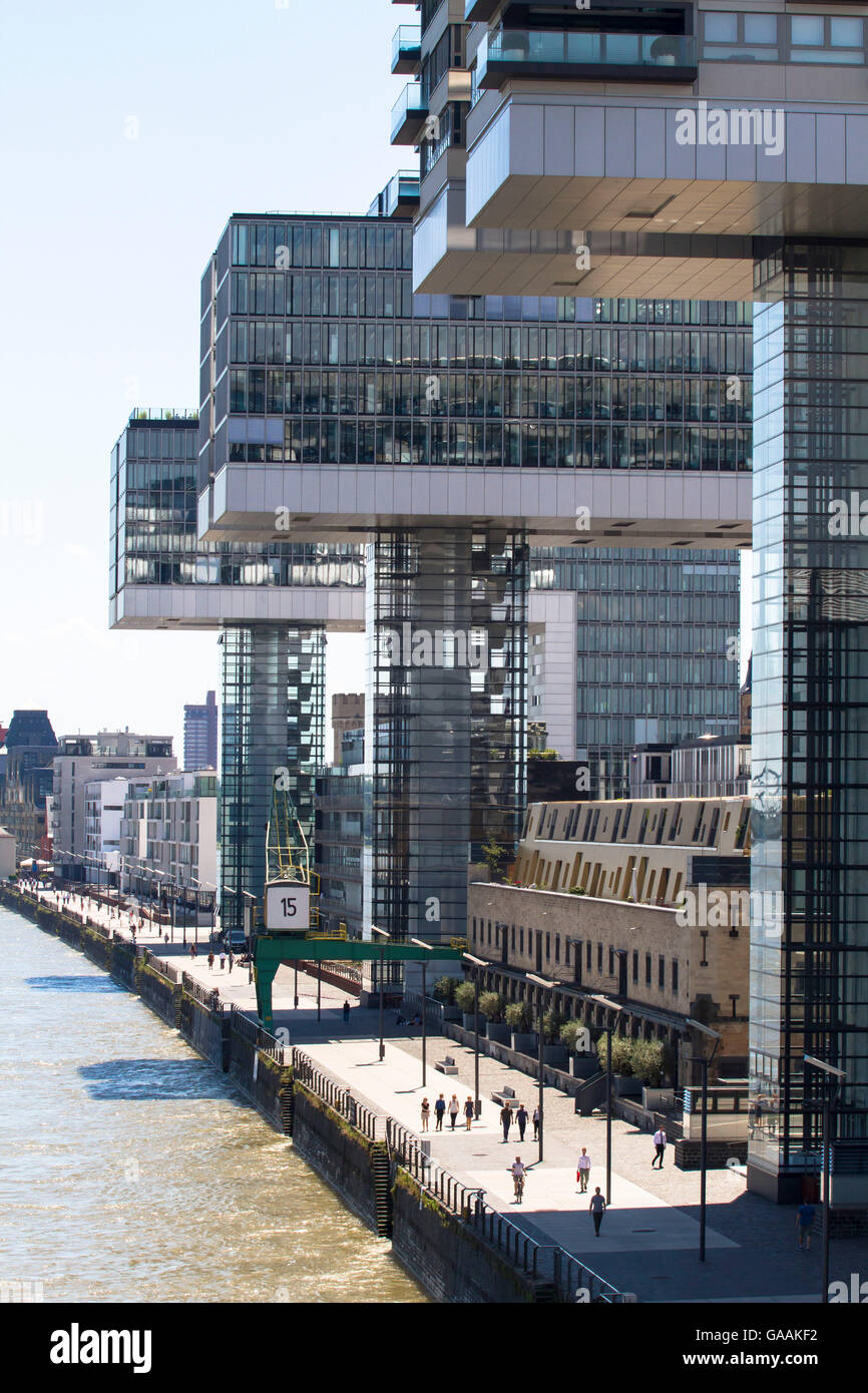 Germany, Cologne, the Crane Houses at the Rheinau harbour, architect ...