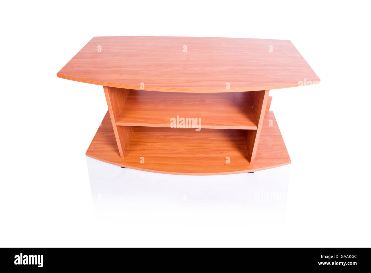 Wooden TV stand isolated on white background Stock Photo - Alamy