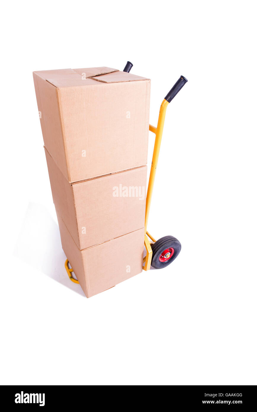 Shipping cart isolated on the white background Stock Photo - Alamy
