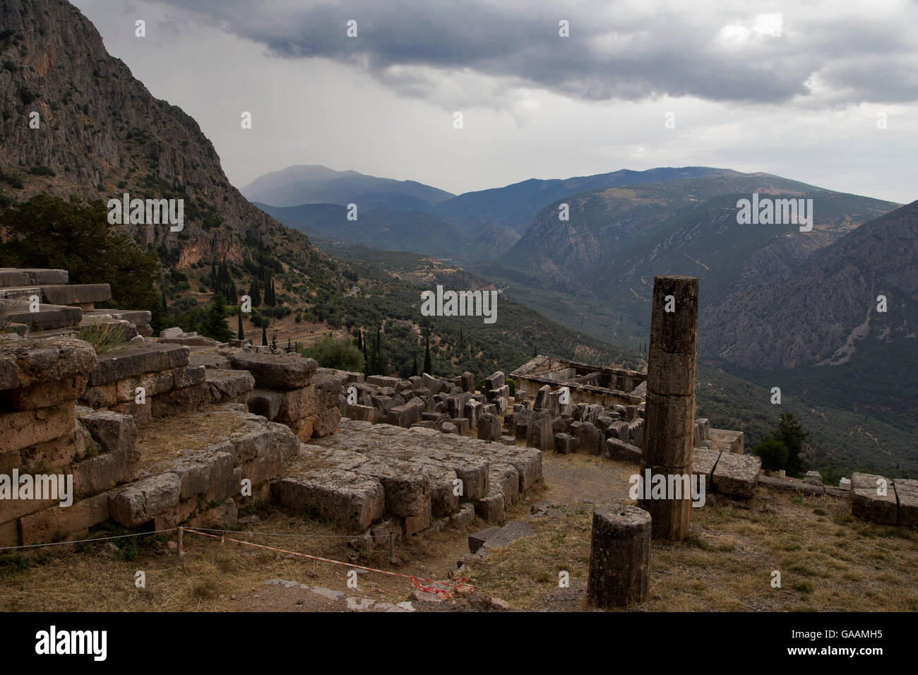 Apollo Temple in Delphi, an archaeological site in Greece, at the Mount ...