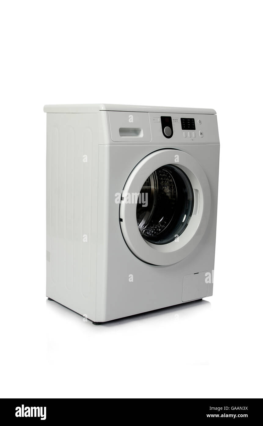 Washing machine isolated on white background Stock Photo - Alamy