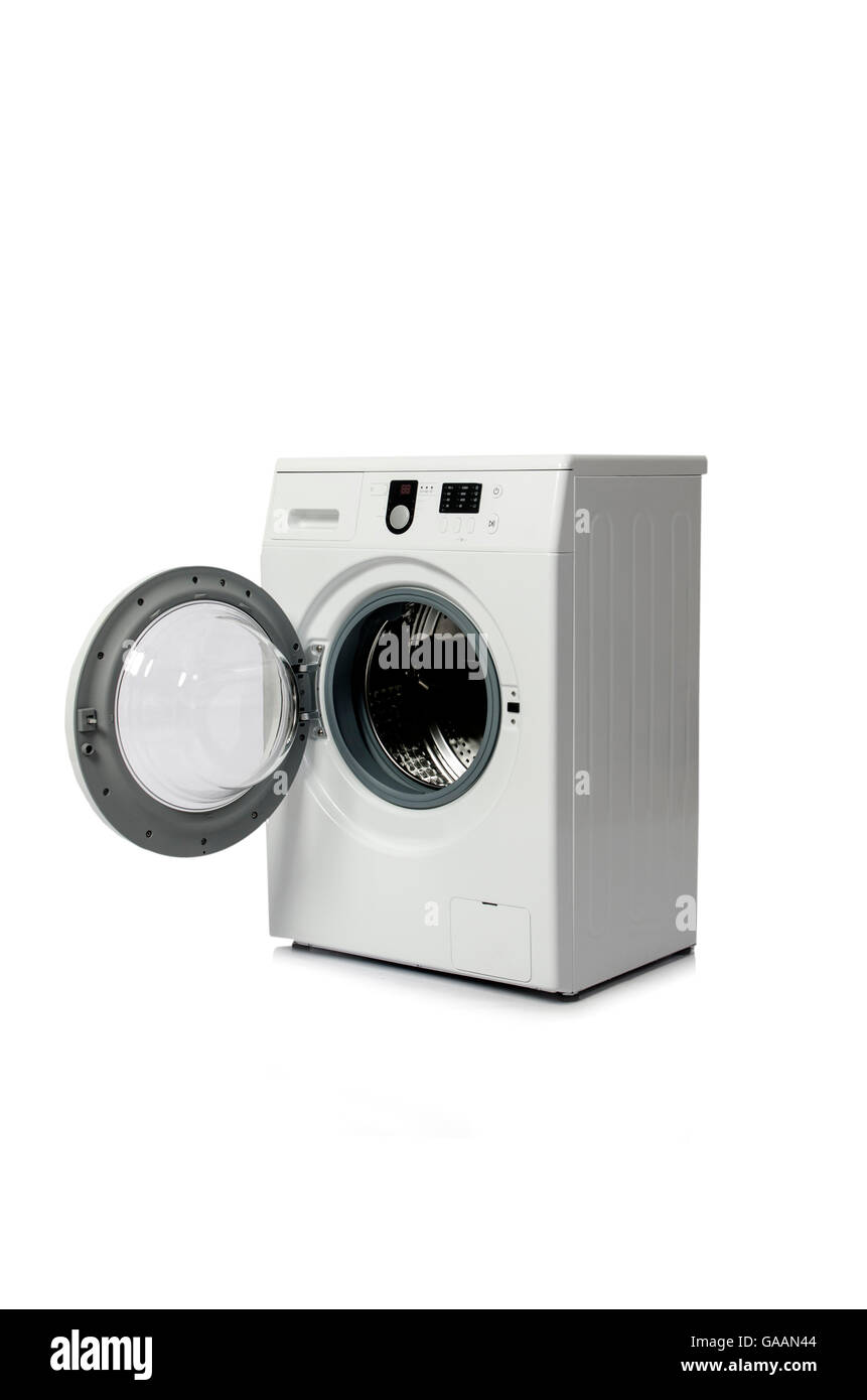 Washing machine isolated on white background Stock Photo - Alamy