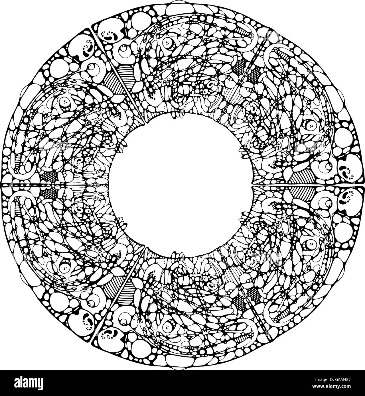 vector image of a mandala, made in the form black-and-white d Stock ...