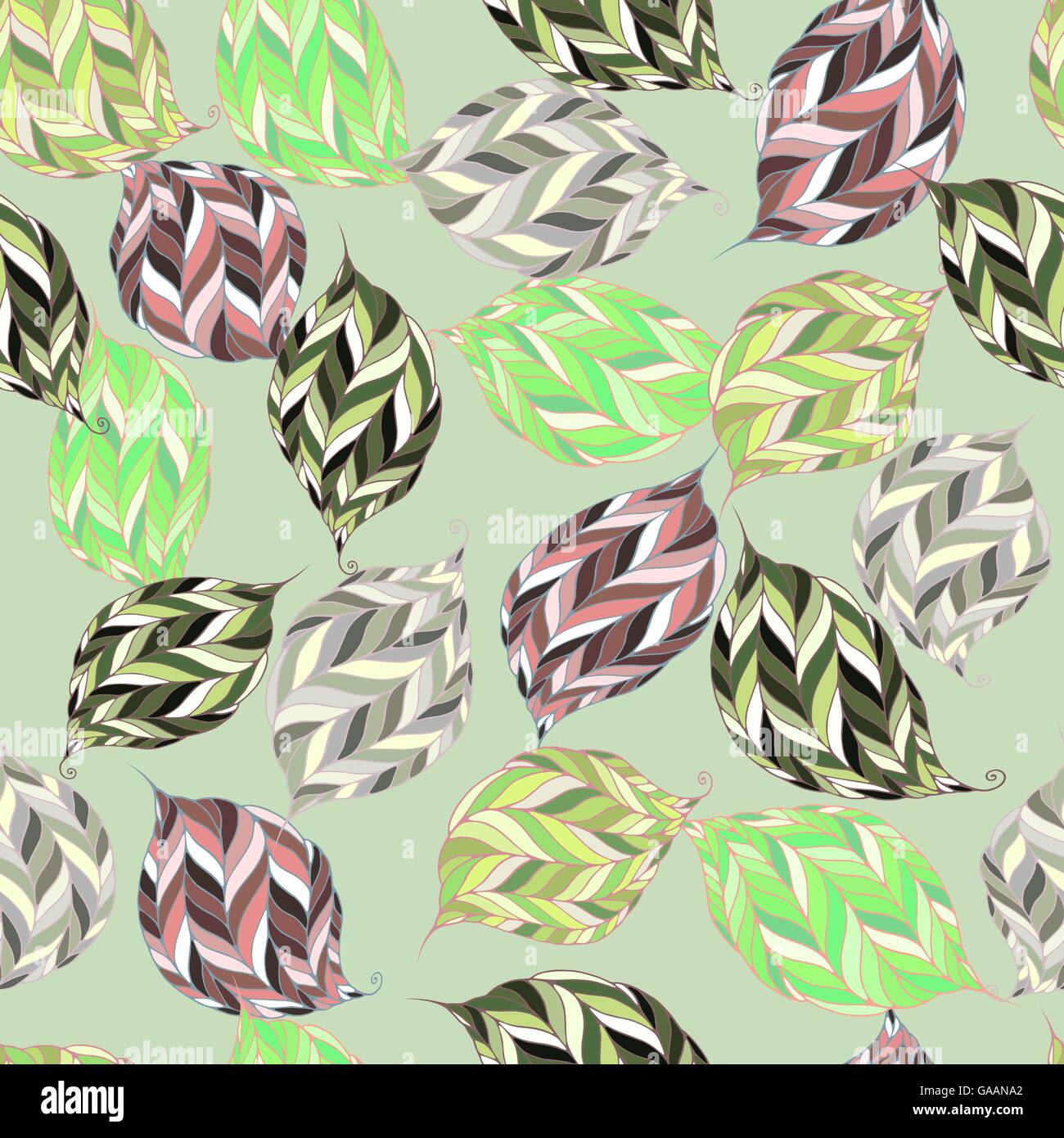 vector seamless pattern of psychedelic shapes in the form leaves Stock ...