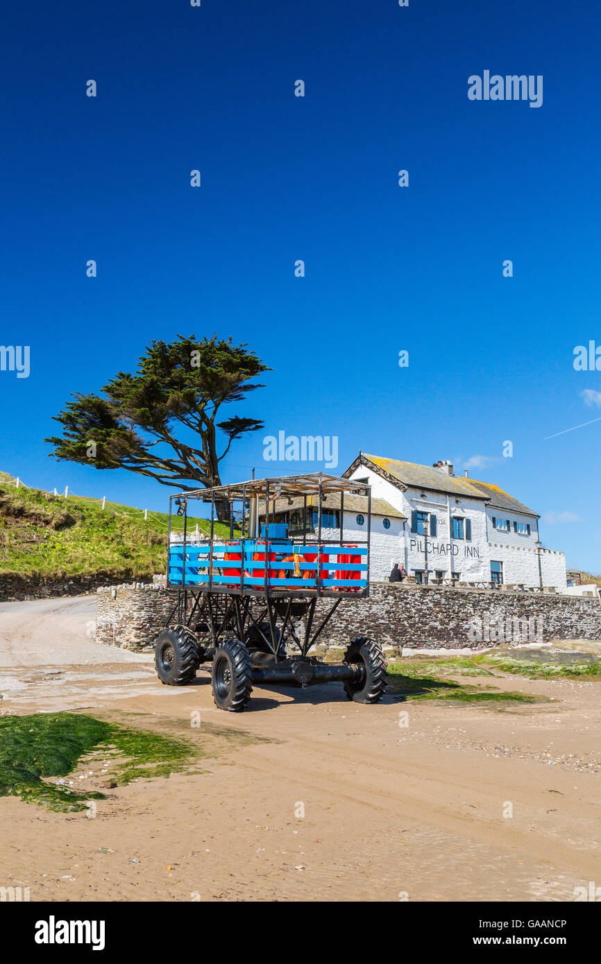 The sea tractor that transports visitors to Burgh Island at low tide ...