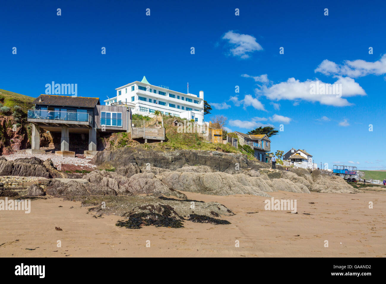 The art-deco styled hotel on Burgh Island, South Devon, England, UK ...