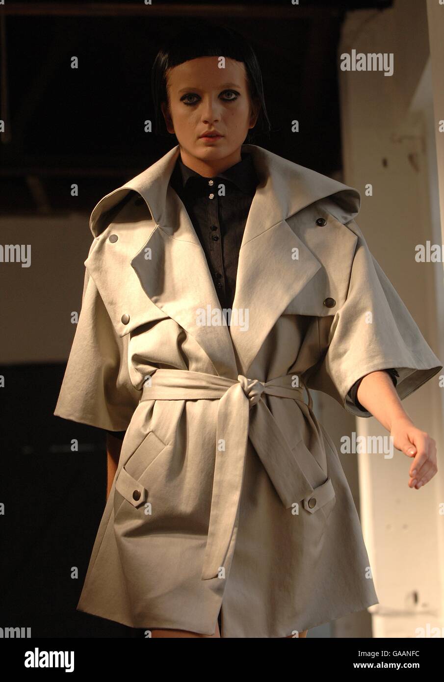 London Fashion Week - Rodnik Show. A model wears a creation by designer ...
