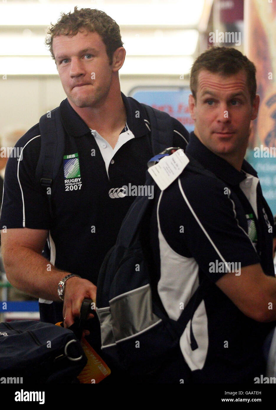 Scotland captain Jason White and Chris Paterson at Edinburgh Airport ...