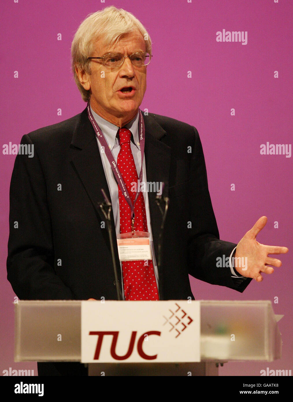Richard Lambert, director-general of the CBI speaks during the TUC ...