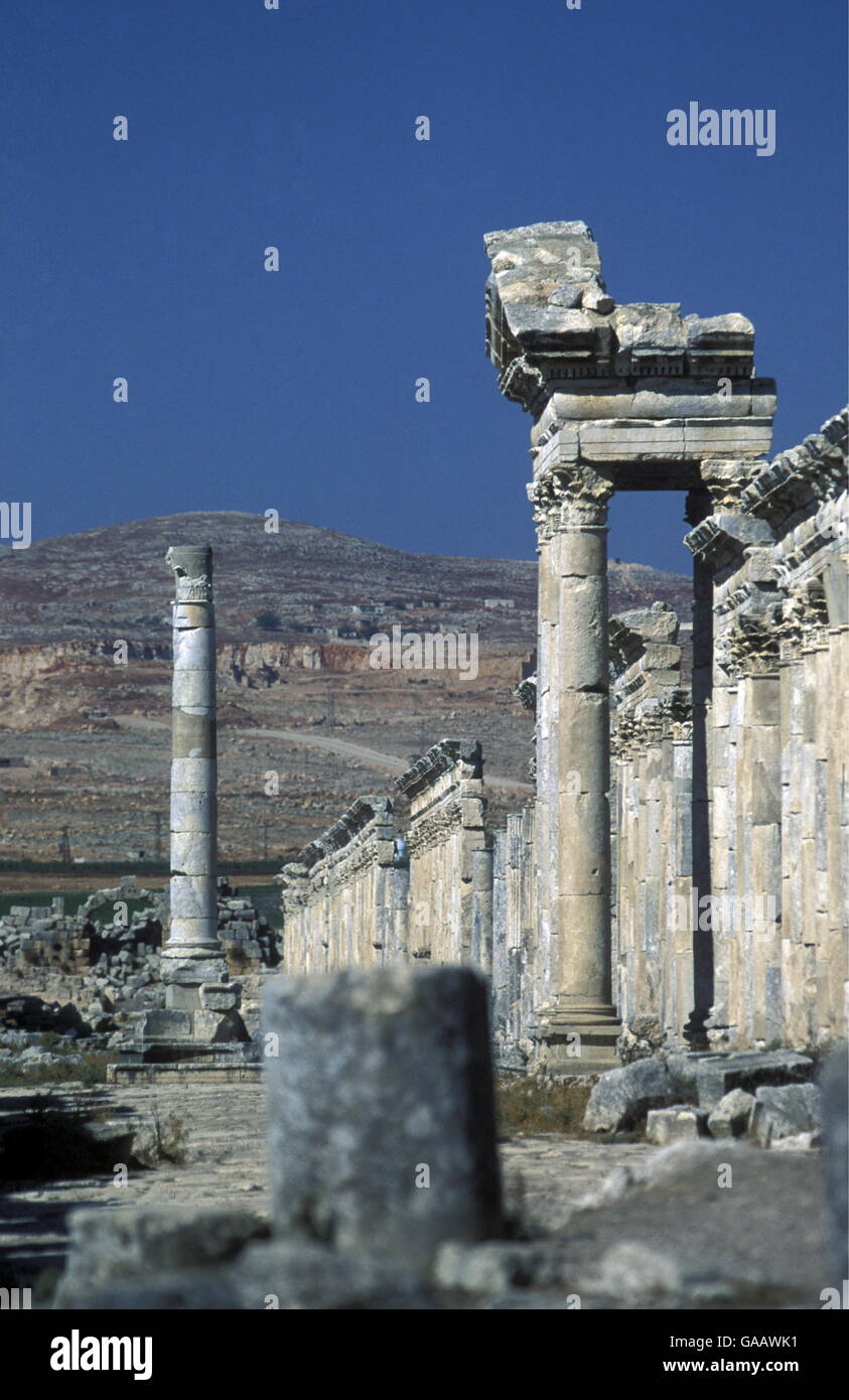 the ruins of Apamea near the city of Hama in Syria in the middle east ...
