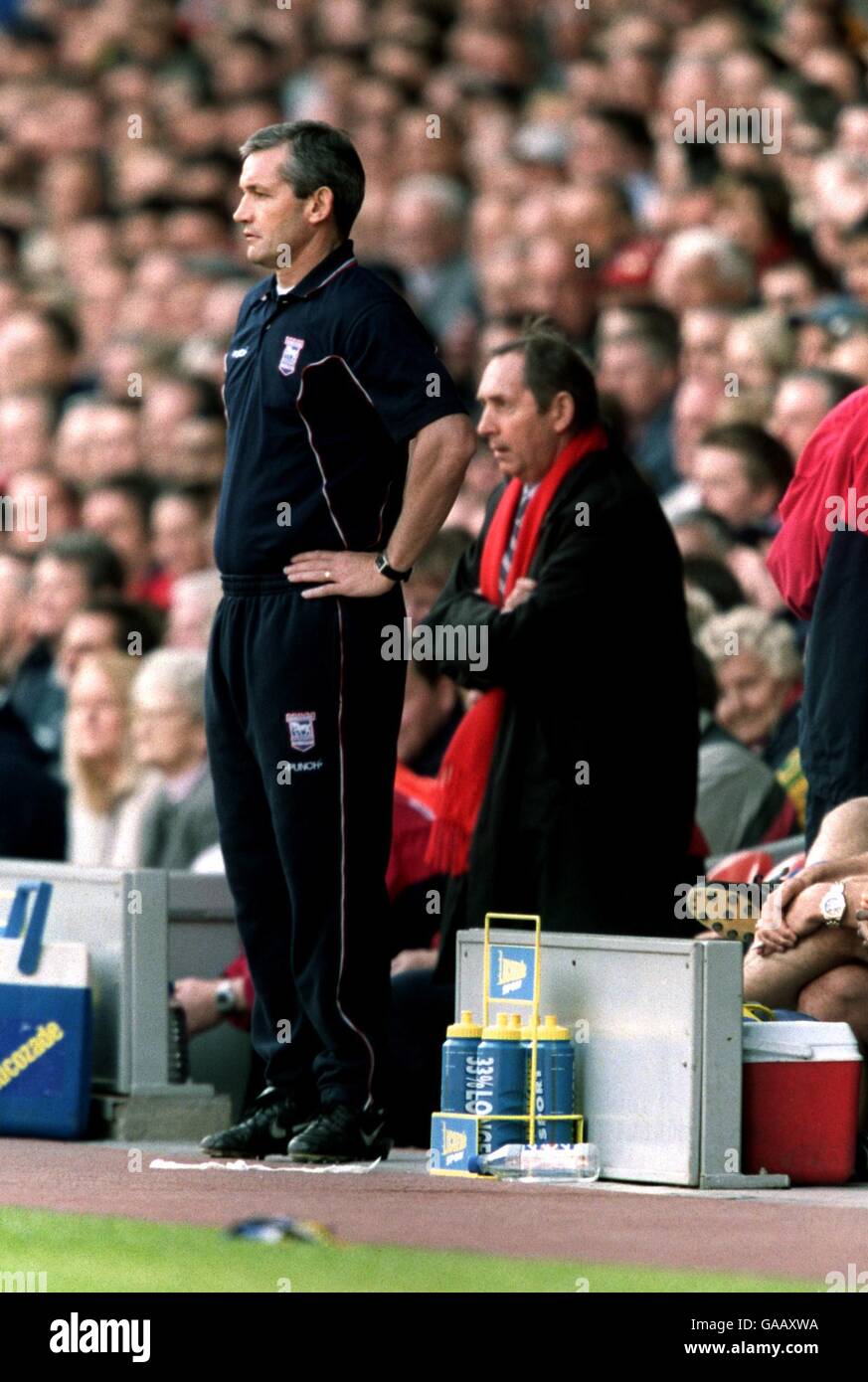 Ipswich manager George Burley watches from the dug out as his side are ...