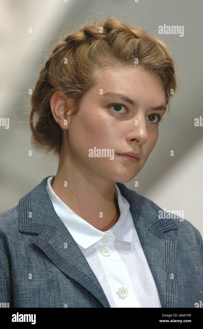 London Fashion Week - Margaret Howell Show. A model wears a creation by ...