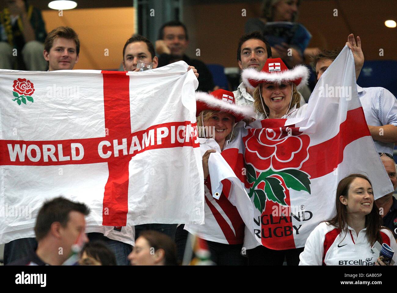 England fans cheer on their team from the stands hi-res stock ...