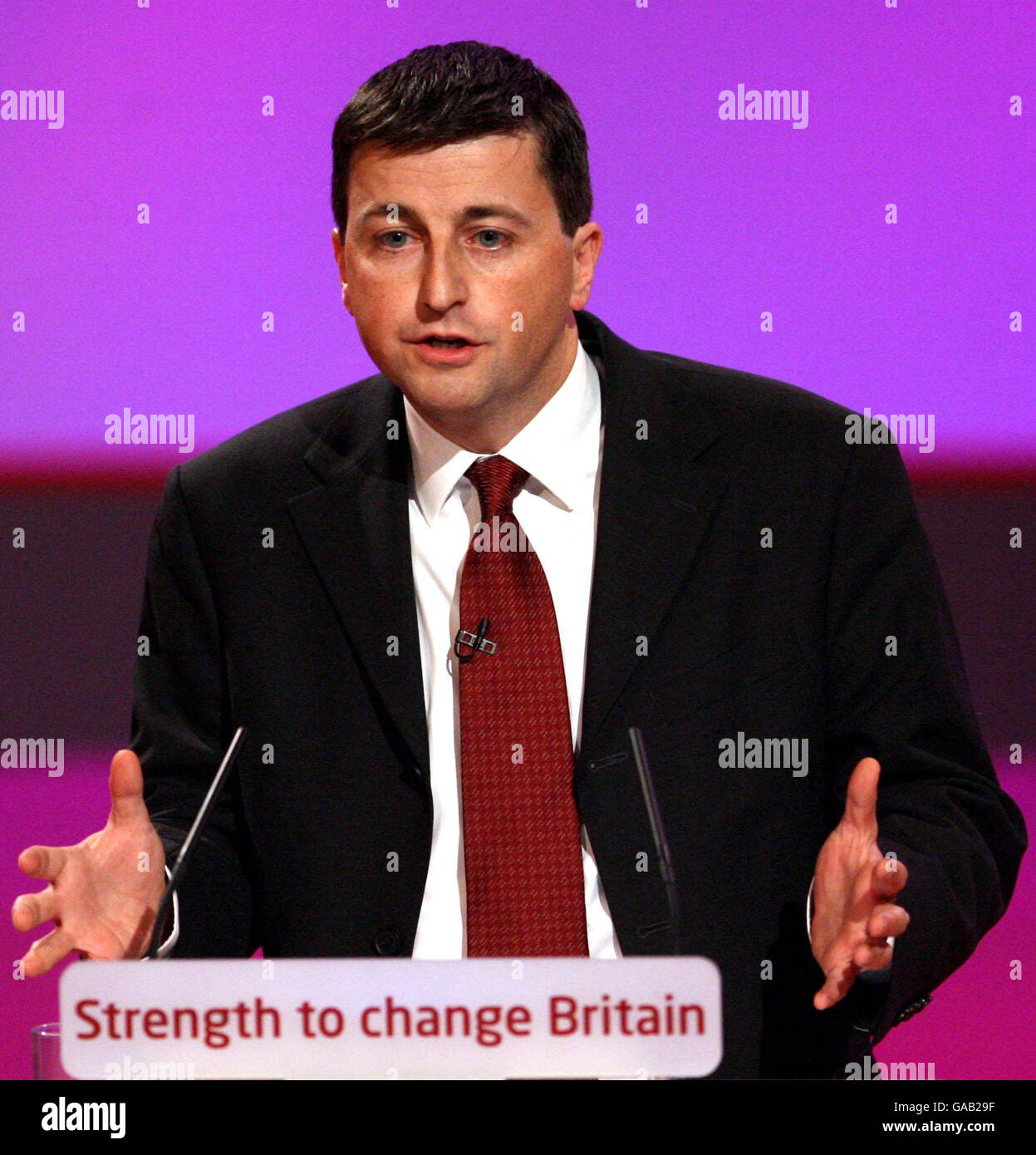 International Development Secretary Douglas Alexander speaks during the ...