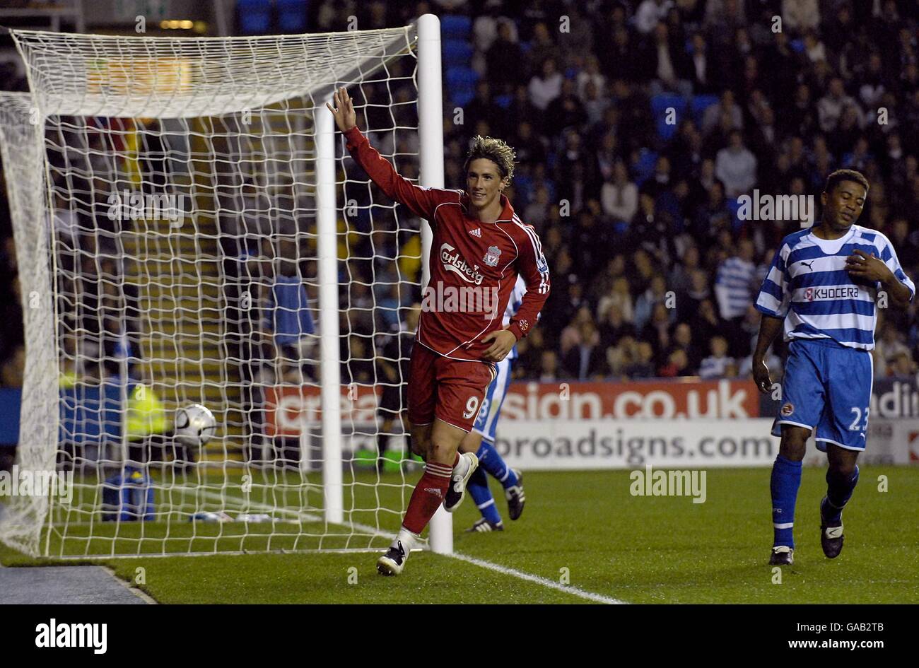Liverpool's Fernando Torres celebrates scoring his third goal of the ...