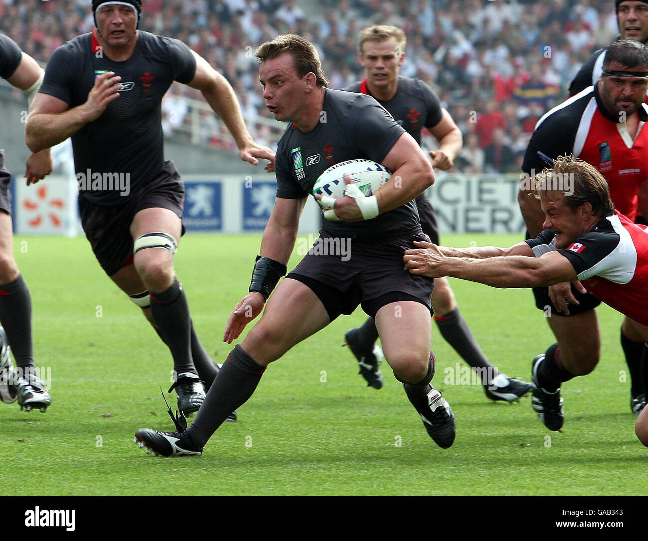 Wales' Matthew Rees in action against Canada during the IRB World Cup ...