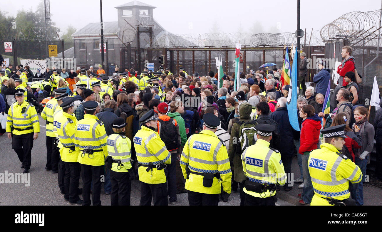 Protesters and Police outside Faslane Naval Base during the last day of ...