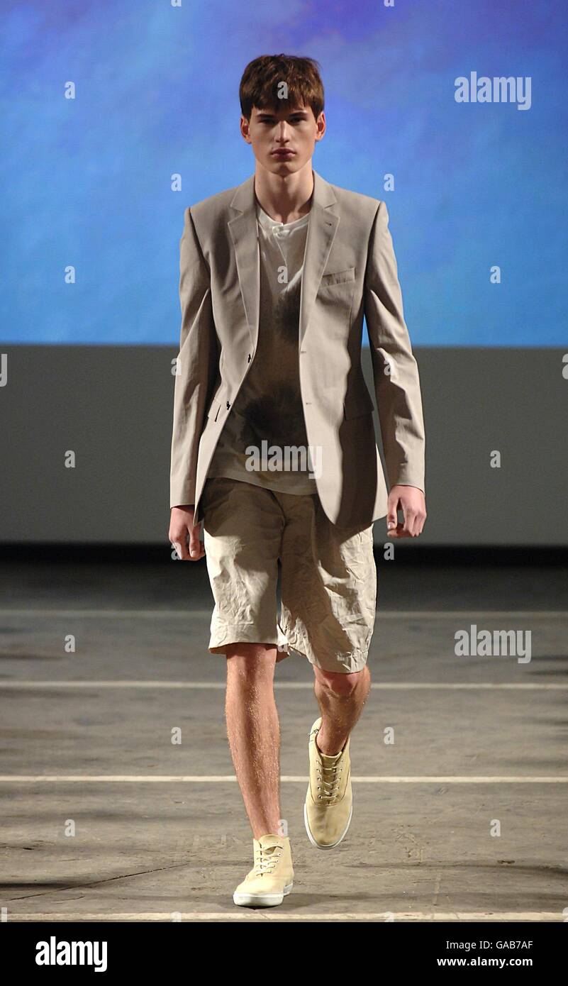A model wears a creation from the Topman Design collection during ...