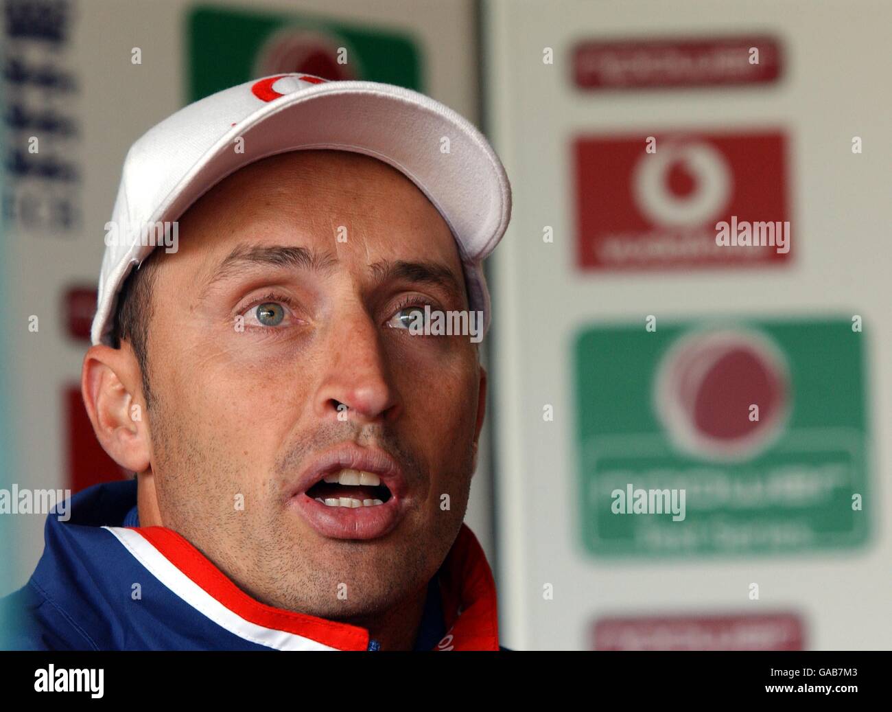 England's captain Nasser Hussain talks to the media prior to the start ...