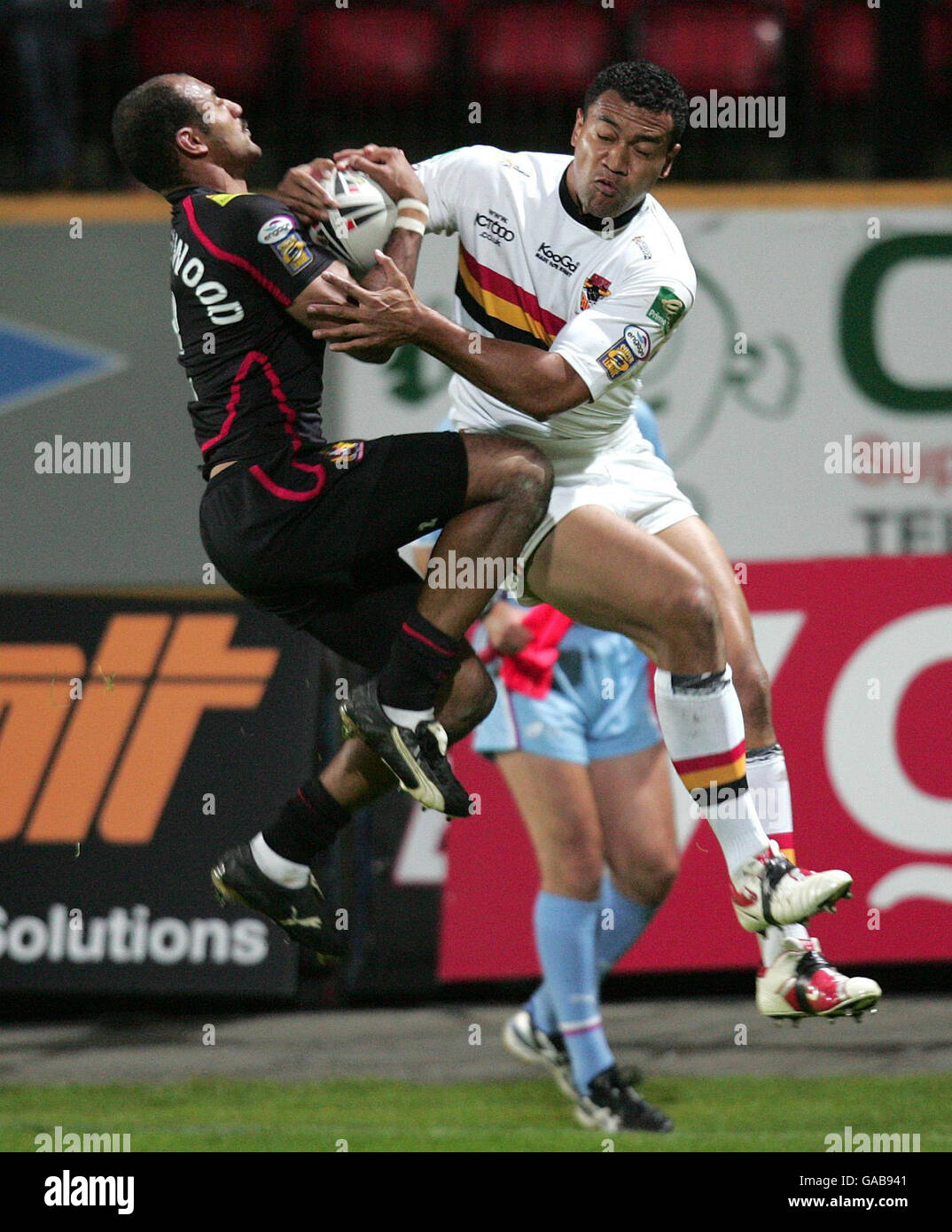 Sport rugby league tackling action mark calderwood hi-res stock ...