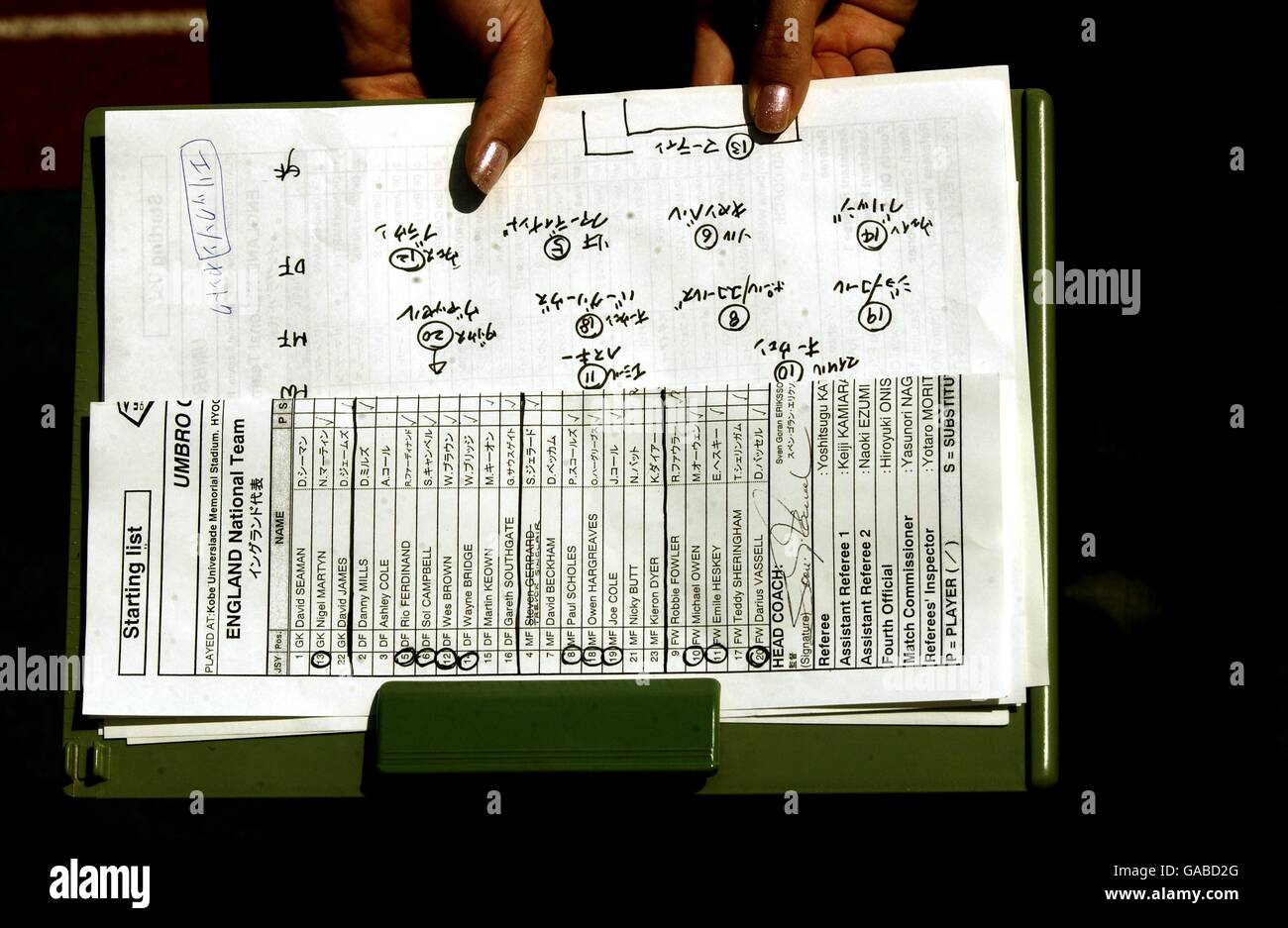 A Japanese TV producer holds her notes on the formation of the England ...