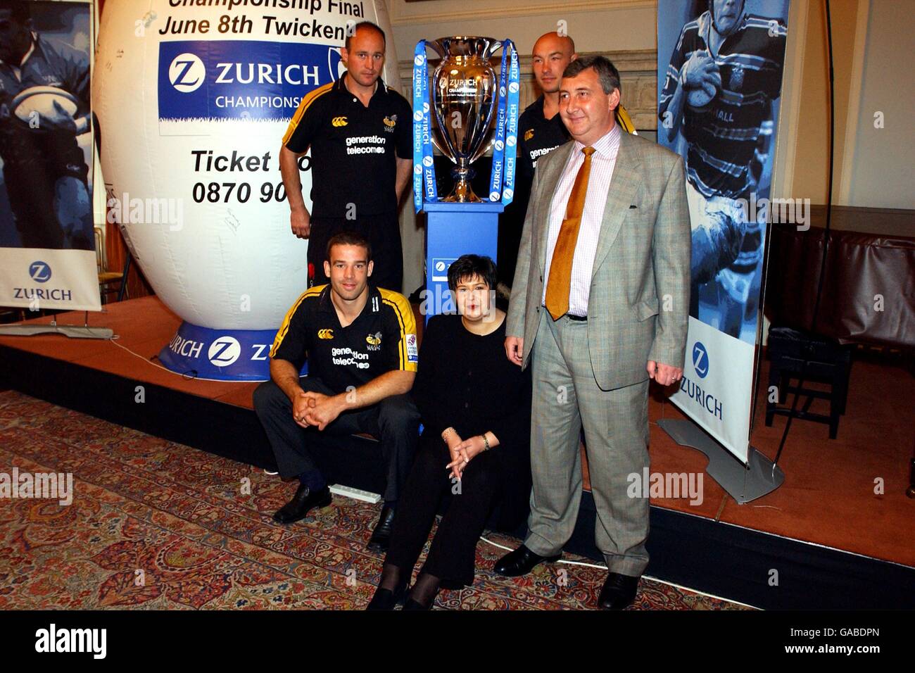 (L-R back to front) Wasps' Alex King, Phil Greening and Joe Worsley ...