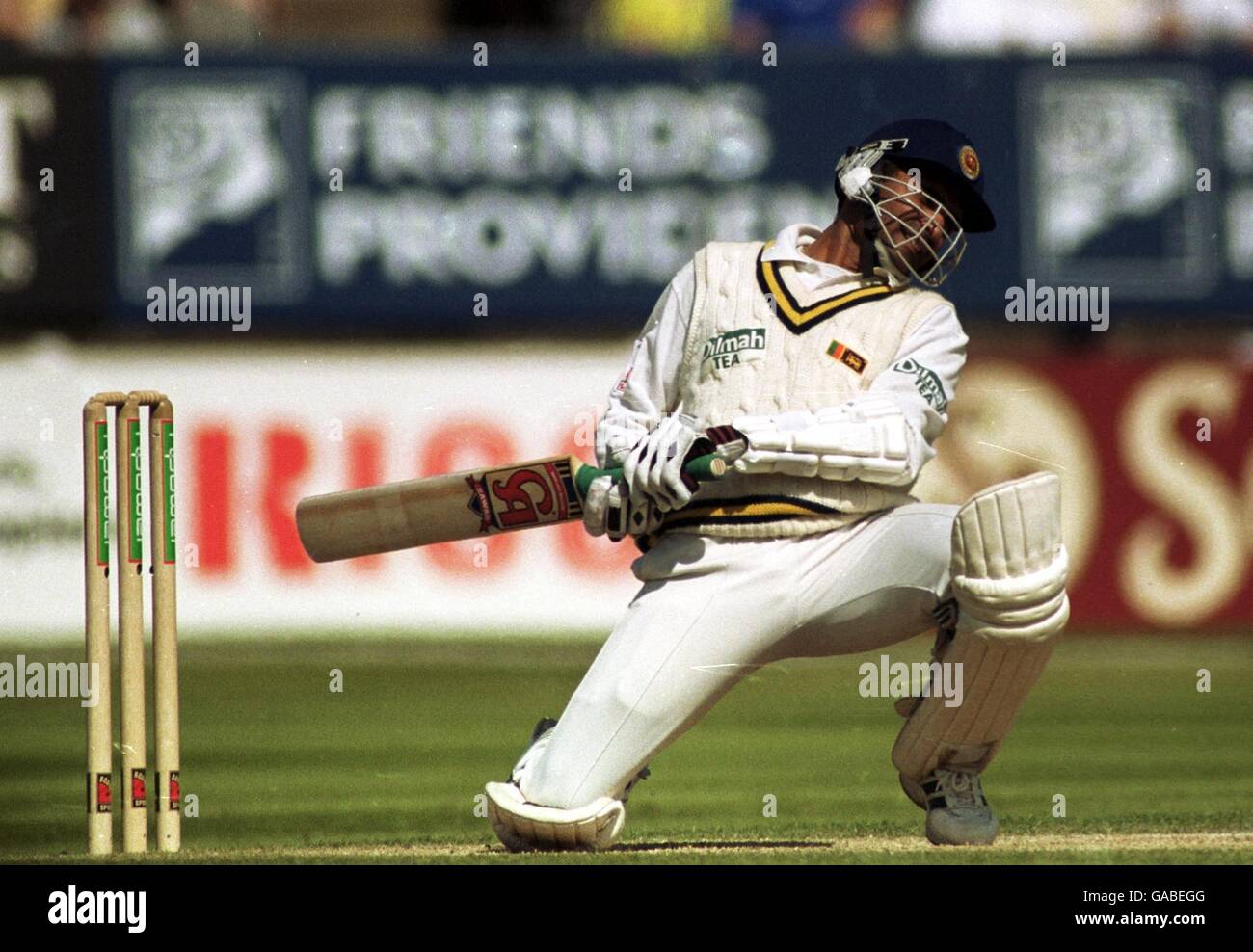 Sri Lanka's Marvin Attapatu ducks out the way of a bouncer off the ...