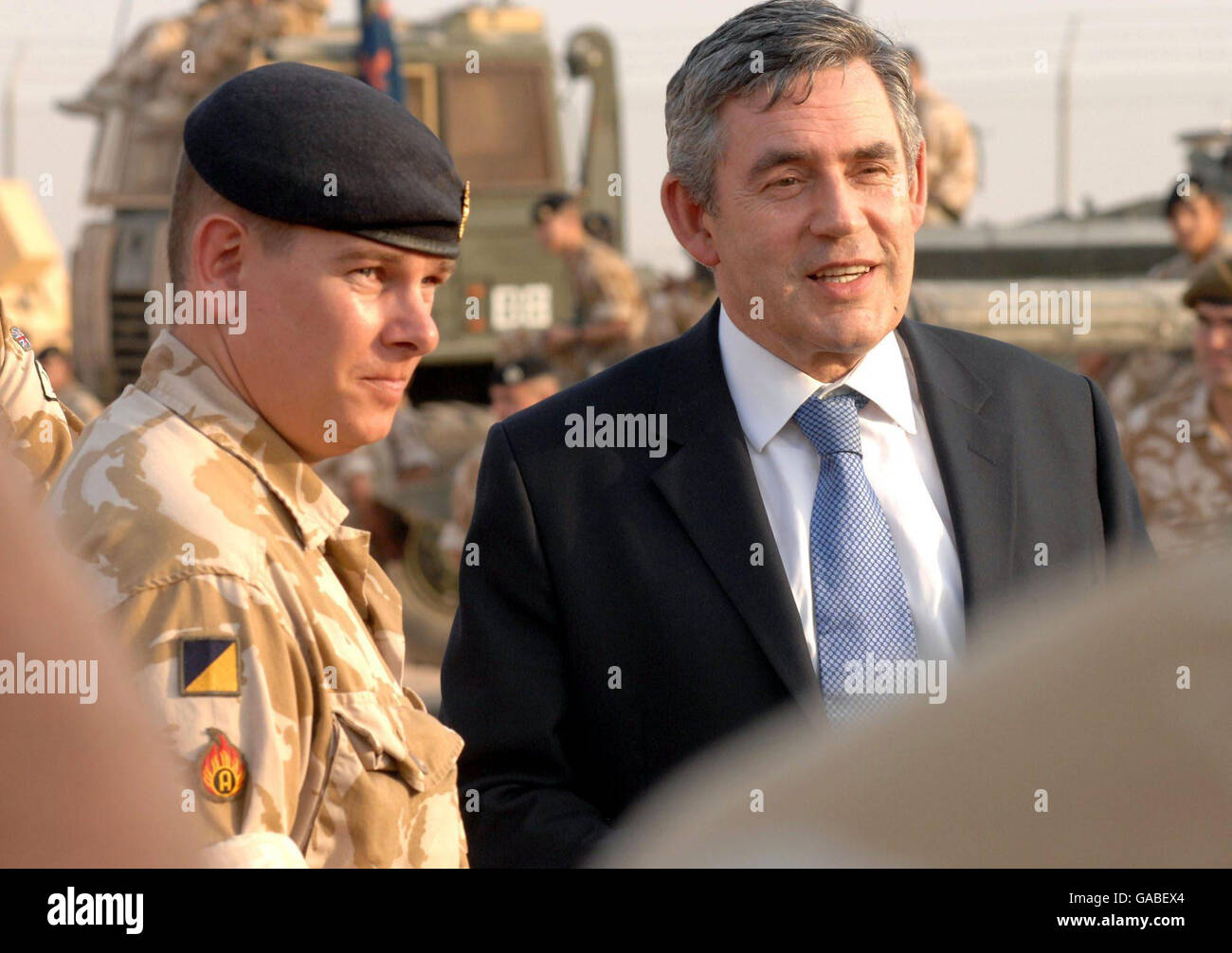 Prime Minister Gordon Brown is greeted by the General Officer ...