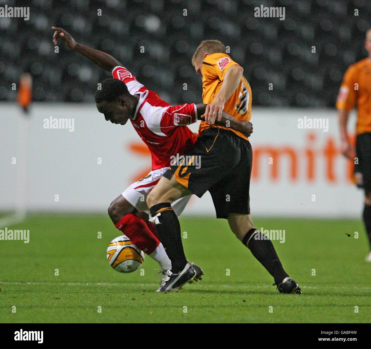 Charlton Athletic`s Lloyd Sam and Hull City`s Andy Dawson Stock Photo ...