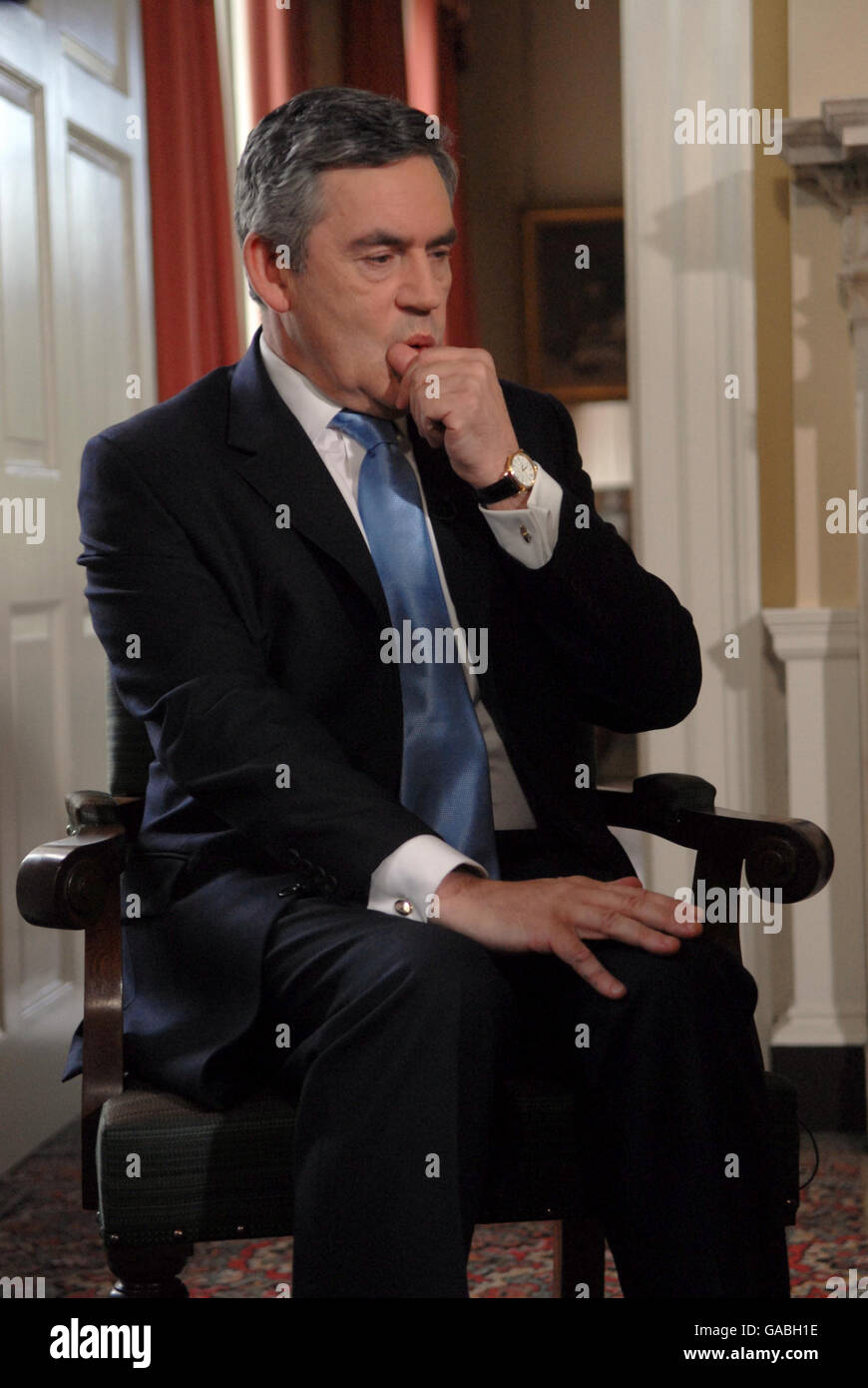 Gordon Brown pictured during an interview with Andrew Marr of the BBC ...