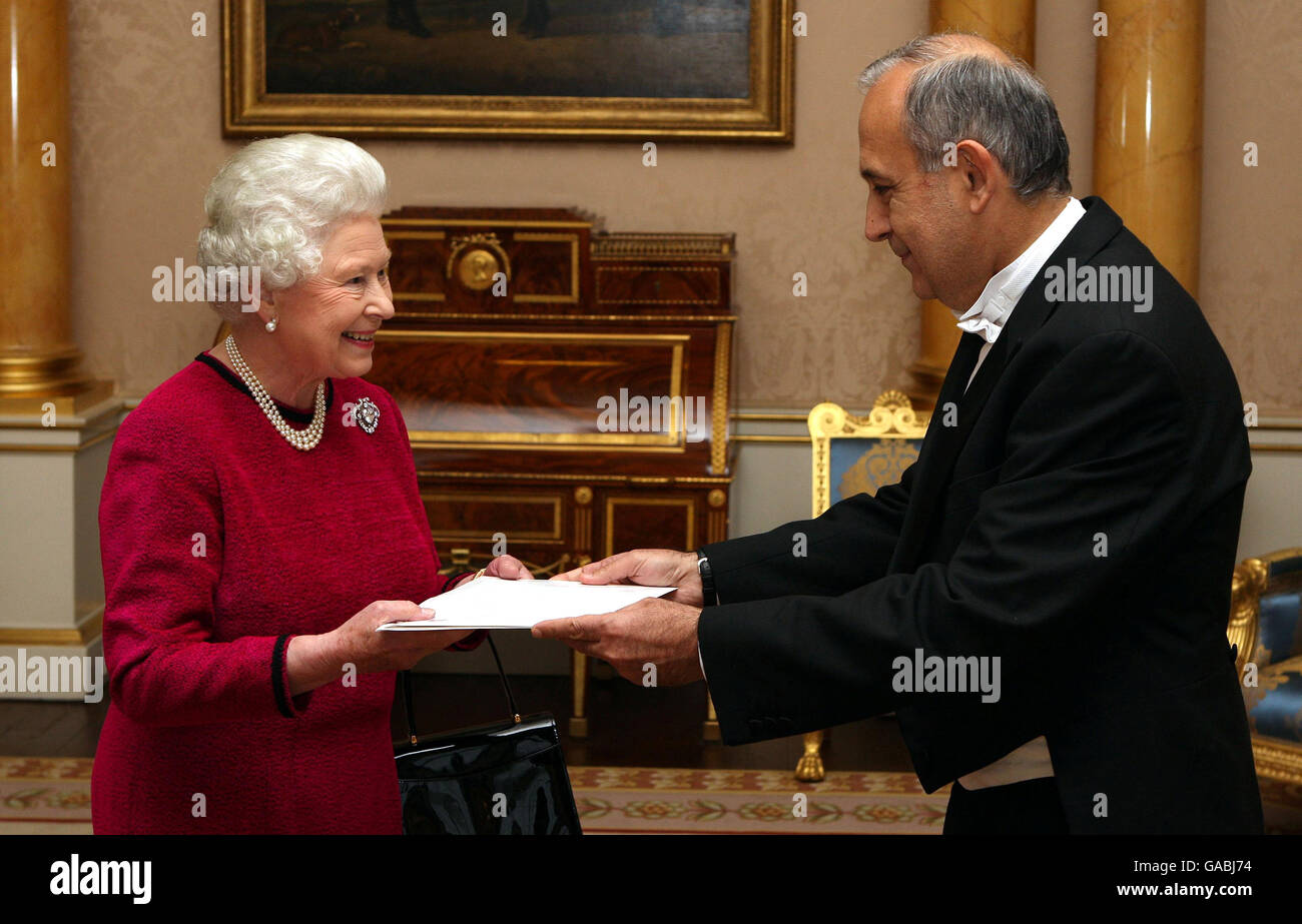 Queen elizabeth ii receives his excellency the ambassador of turkey hi ...