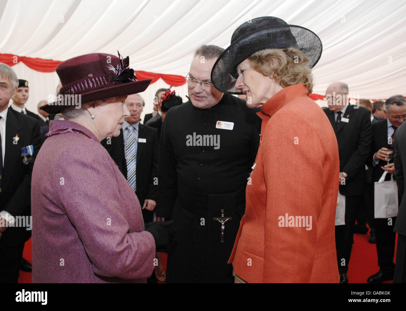 Britain's Queen Elizabeth II with Sara Jones, wife of Col H Jones, at ...