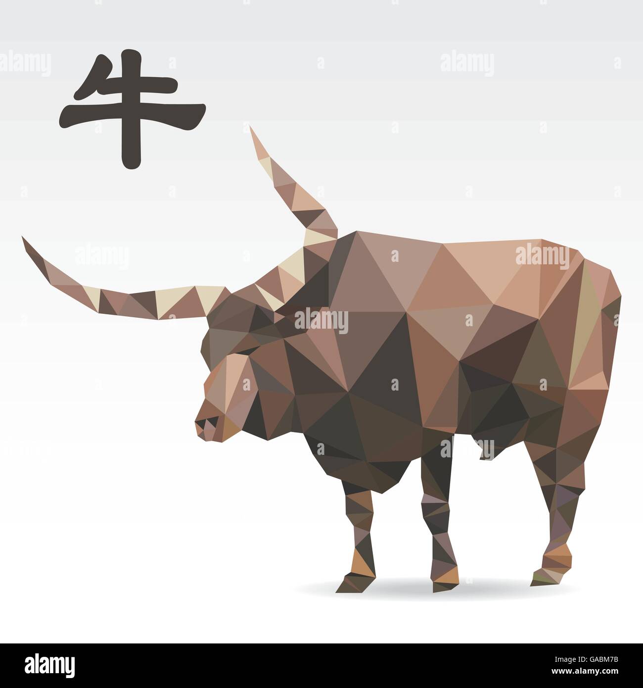 Cow low polygon art, the one of the twelve-year Chinese culture zodiac ...