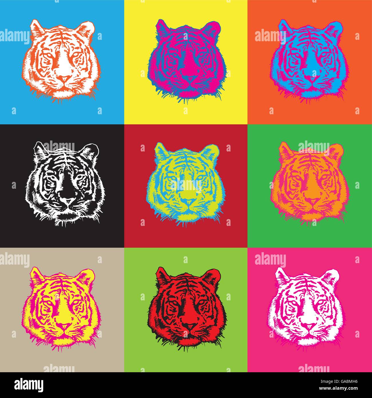 tiger head pop art Stock Vector Image & Art - Alamy