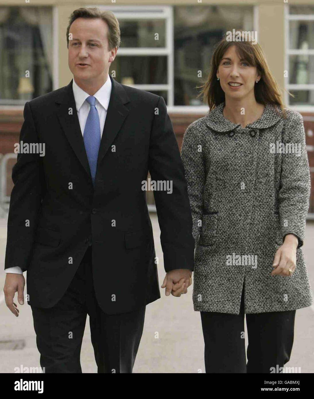 Conservative Party leader David Cameron and his wife Samantha arrive in ...