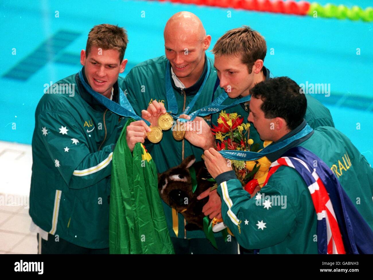 Ian thorpe and william kirby celebrate winning the gold medals hi-res ...