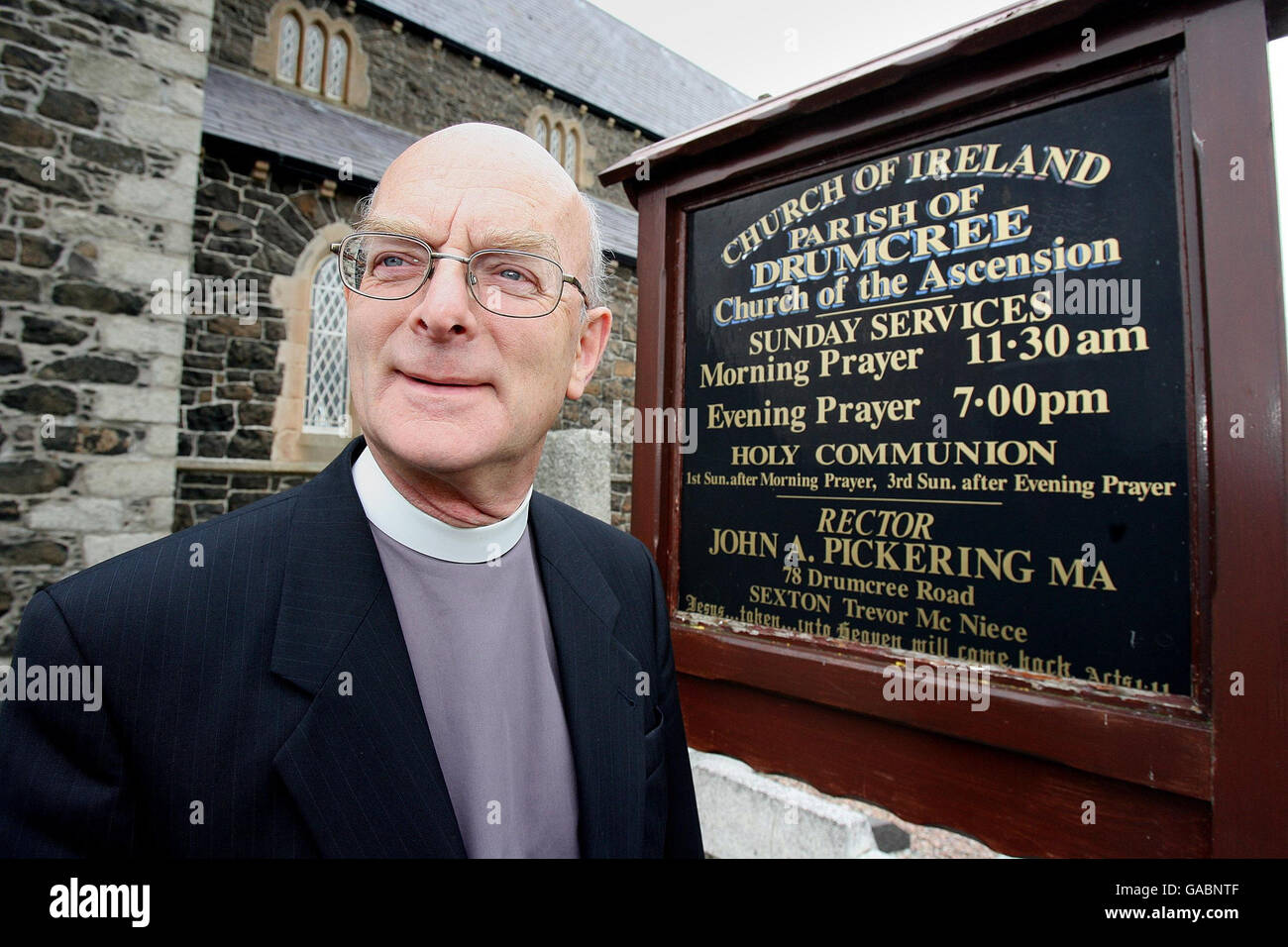 Rev John Pickering, outside Drumcree Parish Church in Portadown Stock ...
