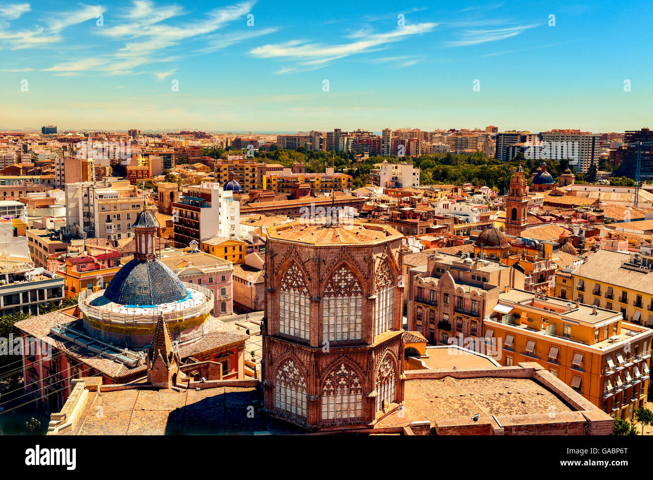 an aerial view of the roof of the Cathedral and the old town of ...