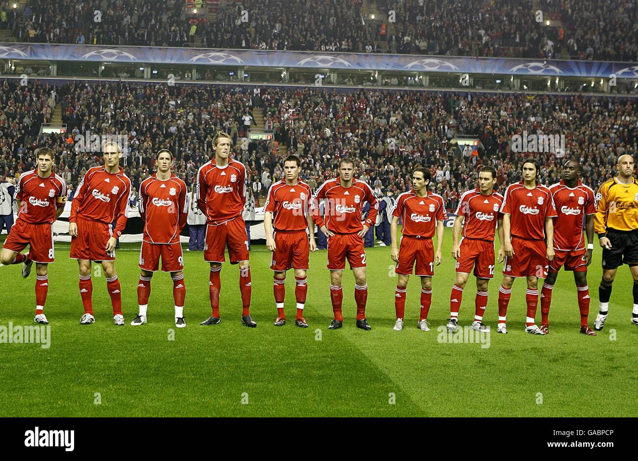The liverpool team group before the uefa champions league hi-res stock ...