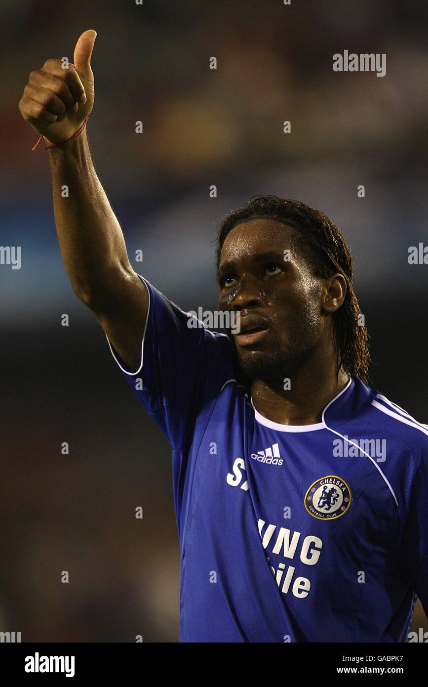 Chelseas didier drogba celebrates at the final whistle hi-res stock ...
