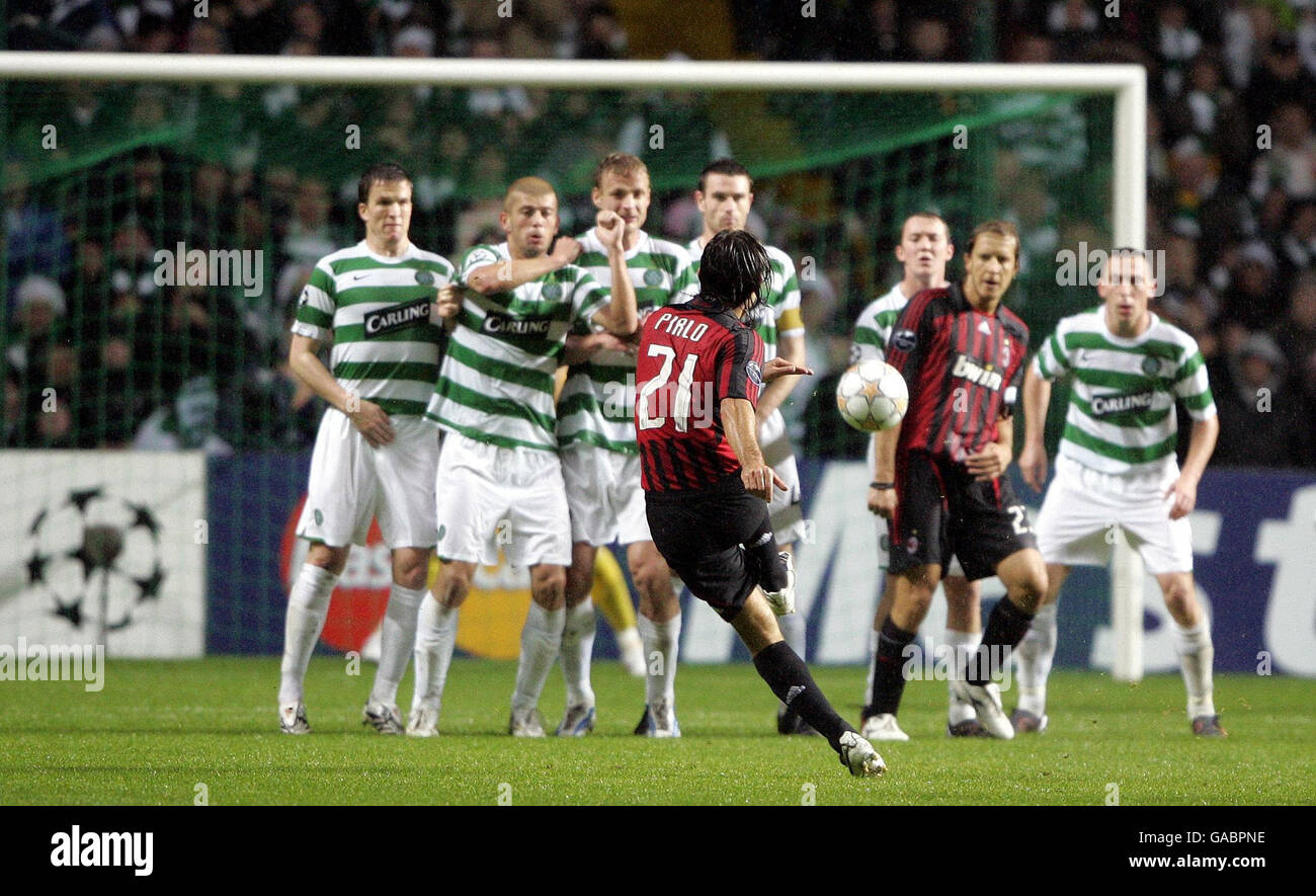 AC Milan's Andrea Pirlo takes a free kick during the UEFA Champions ...