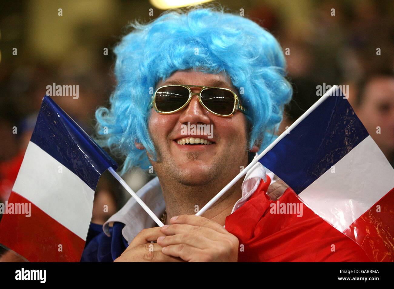 Elvis glasses flags head shot headshot portrait wig blue hi-res stock ...