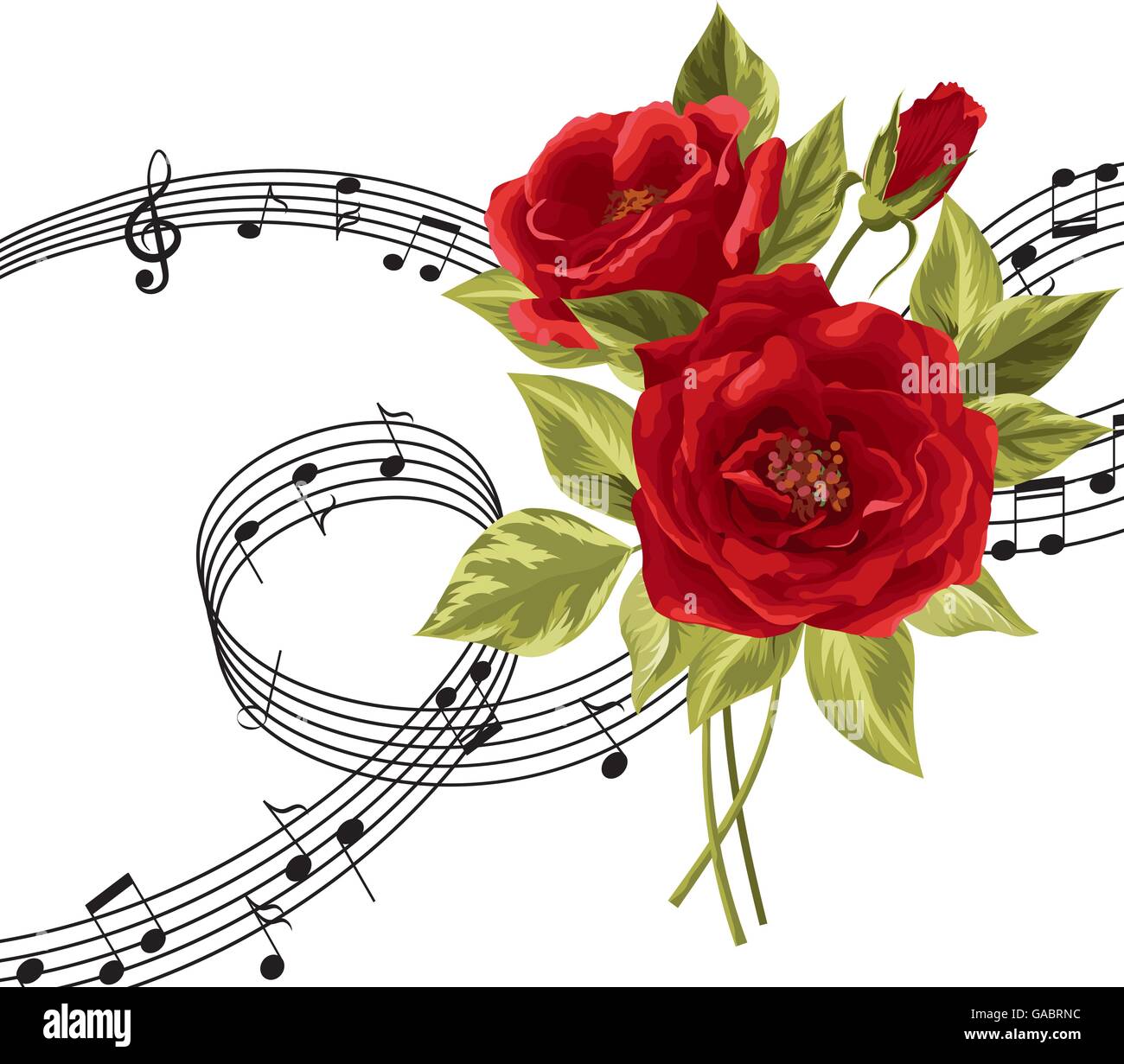 Red roses with music notes Stock Vector Image & Art - Alamy