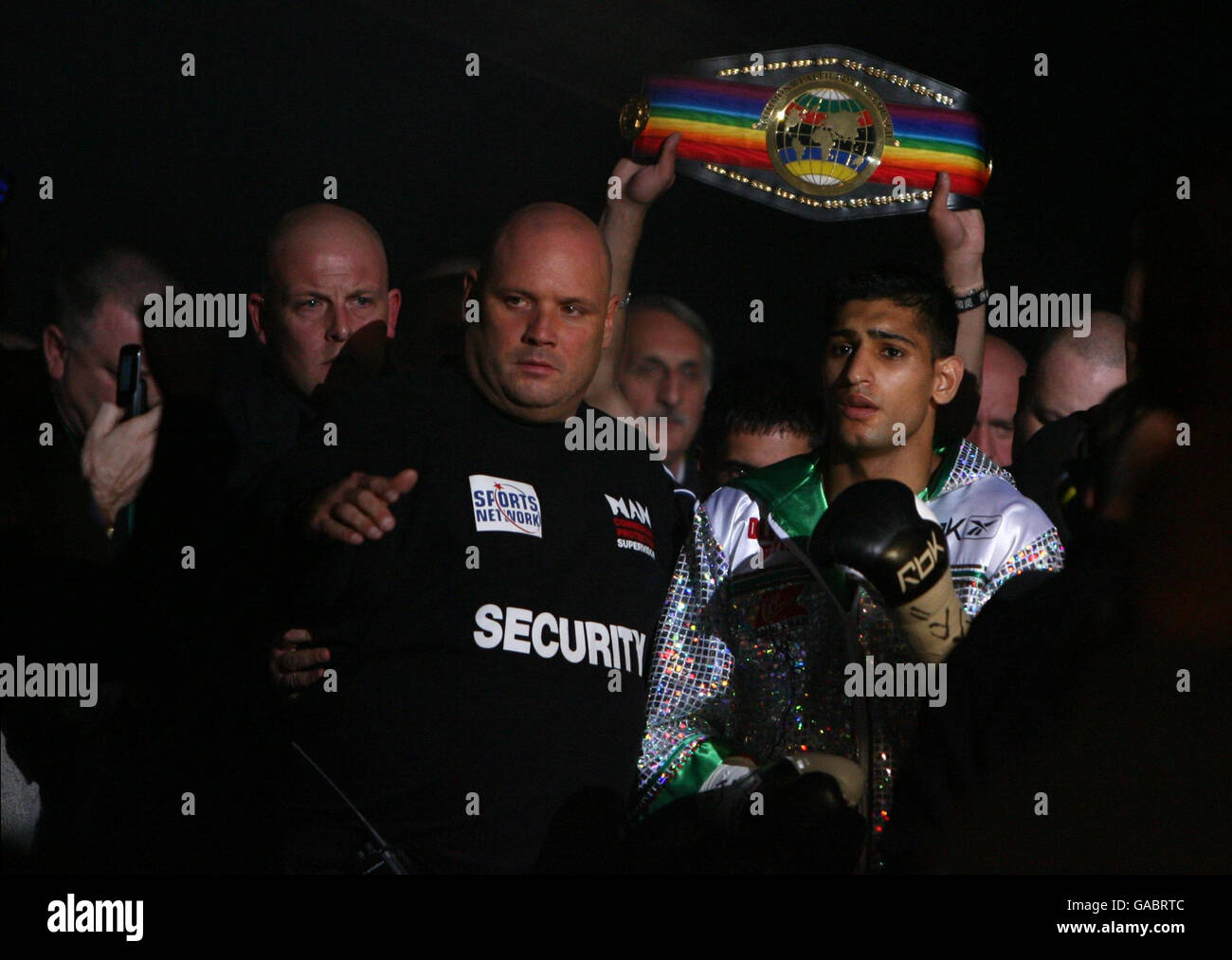 Amir Khan enters the ring before defending his Commonwealth Lightweight ...